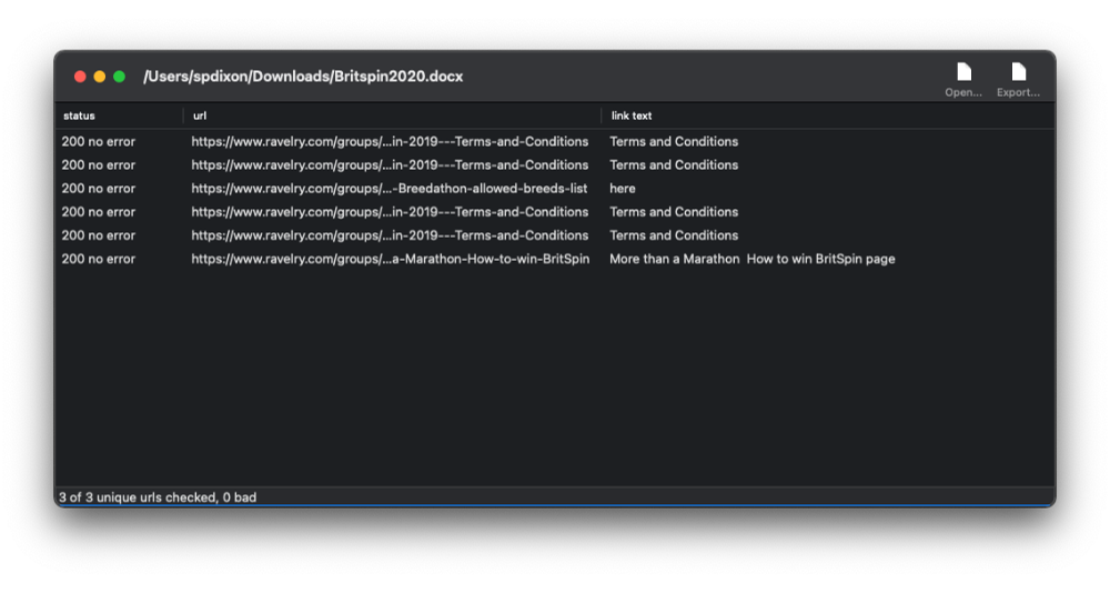 Check all links within a local pdf or docx document : LinkDoc